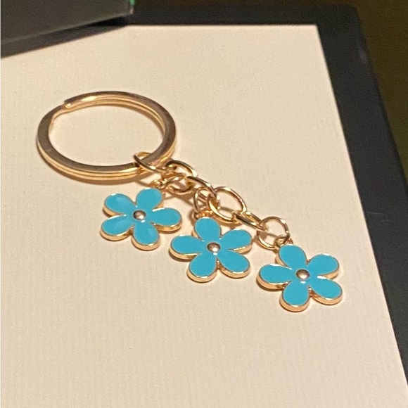 Accessories | New Three Dangling Turquoise Blue Flower Keychain Nwot ...